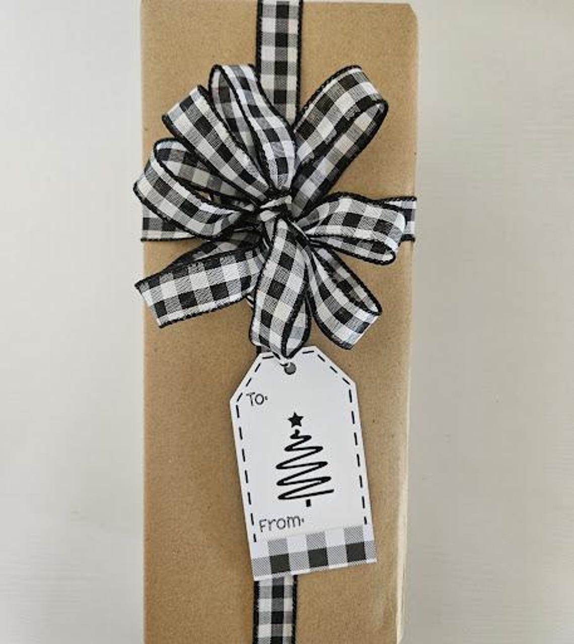 Black and White Plaid Gift Tags | Gift Tag Set of 12 | Holiday Gift ...