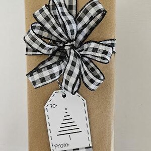 Black and White Plaid Gift Tags | Gift Tag Set of 12 | Holiday Gift ...