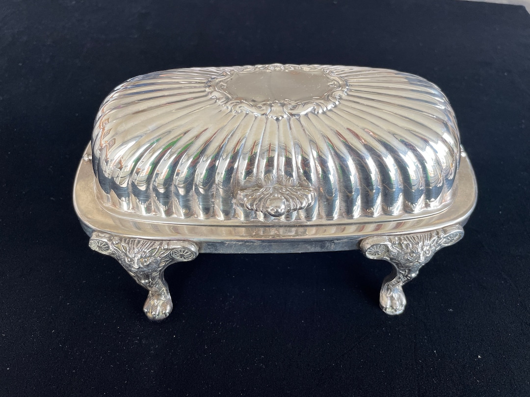 Butter Dish Silver Plated Roll Top Butter Dish - Etsy