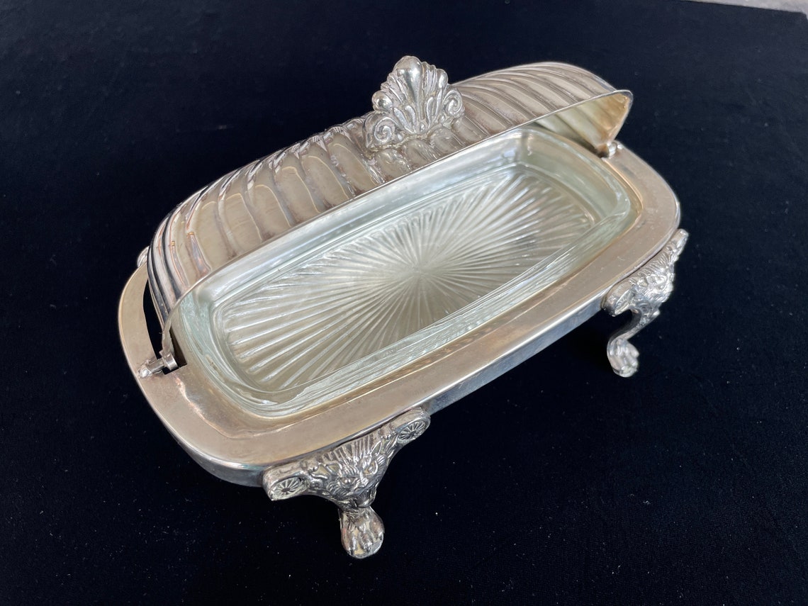 Butter Dish Silver Plated Roll Top Butter Dish - Etsy