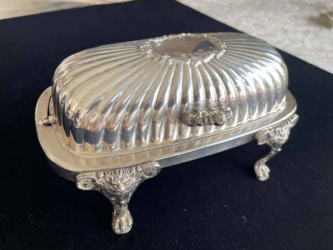 Butter Dish Silver Plated Roll Top Butter Dish - Etsy
