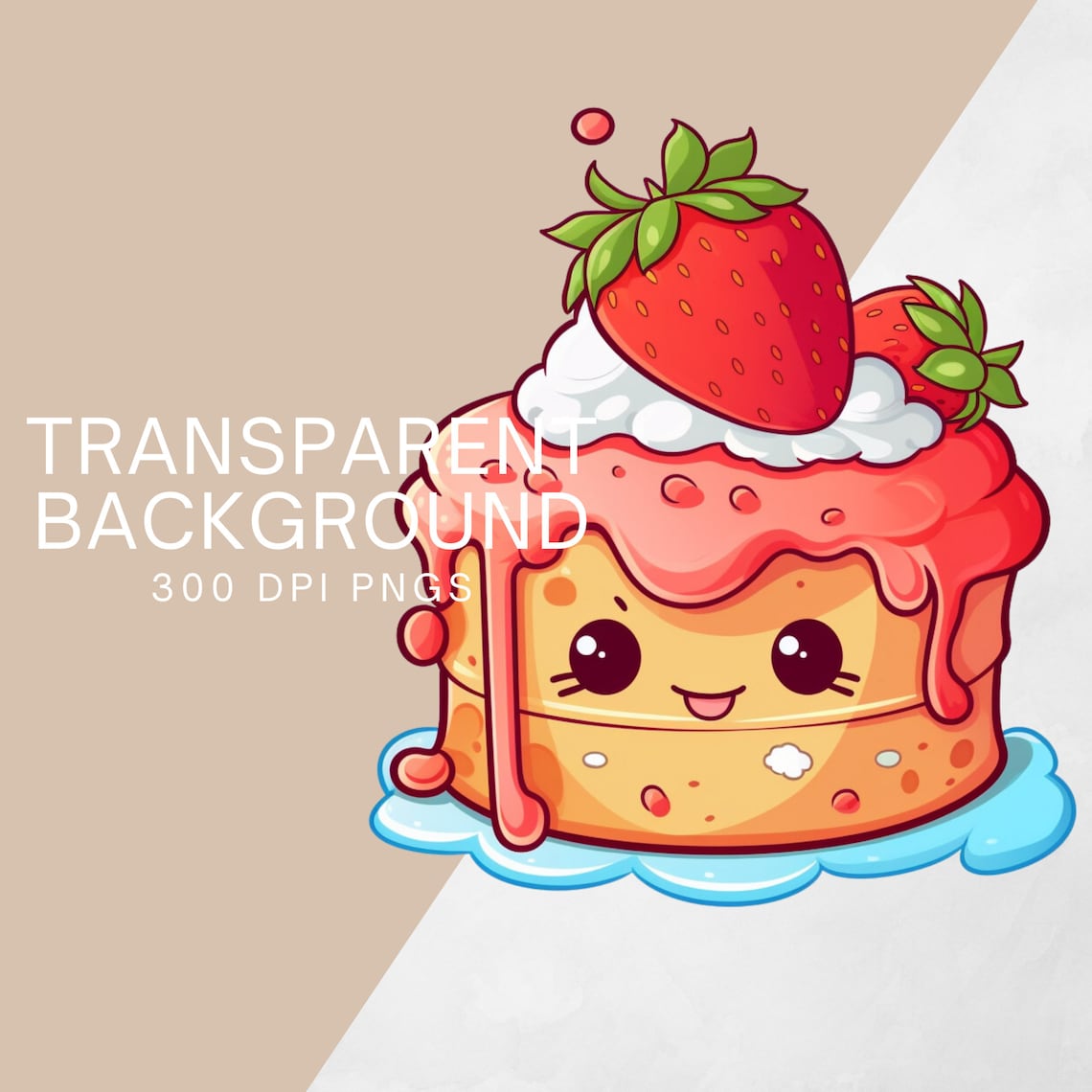 Kawaii Desserts Digital Clipart Set, Cute and Colorful, Cupcake, Lemon ...