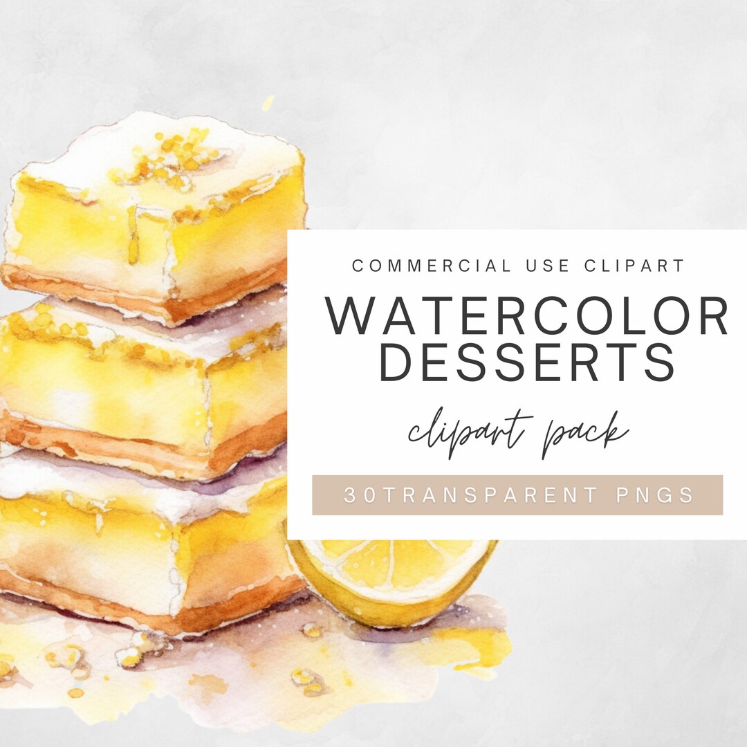 Watercolor Desserts Clipart, Baking Clipart, Birthday PNG, Food Clipart ...