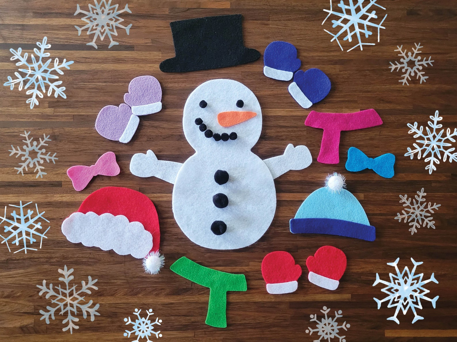 Dress up Snowman | Toddler Snowman Decoration Kit | Montessori Felt ...