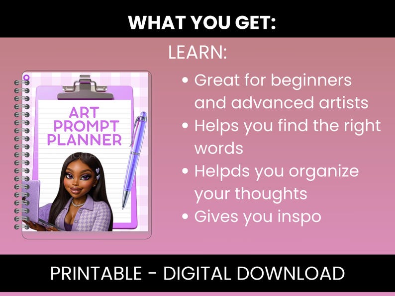 AI Art Prompt Planner | Hyperlinked Digital Workbook (digital Download ...