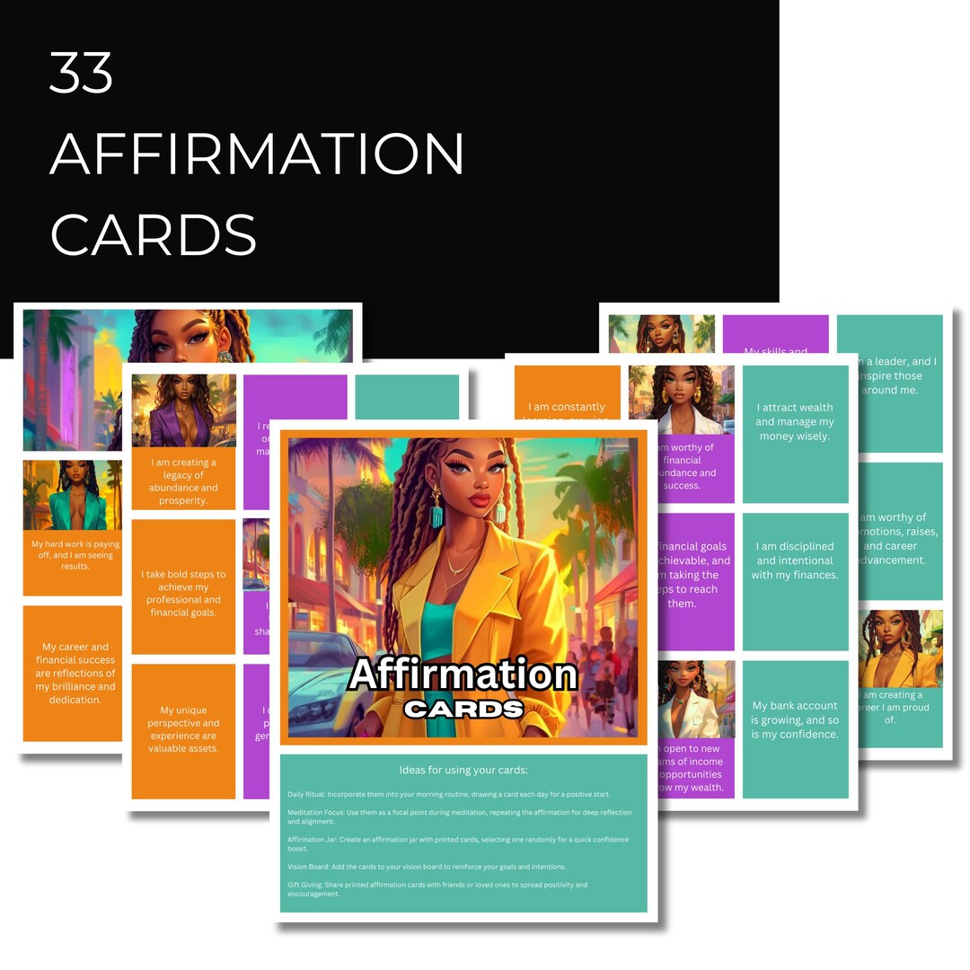 33 Printable Digital Affirmation Cards for Black Women Self-talk Self ...