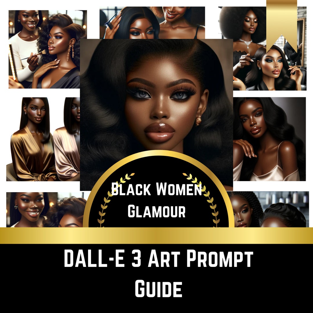 Bundle 35 Images & 35 Prompts for Glamorous Black Women Digital Art ...