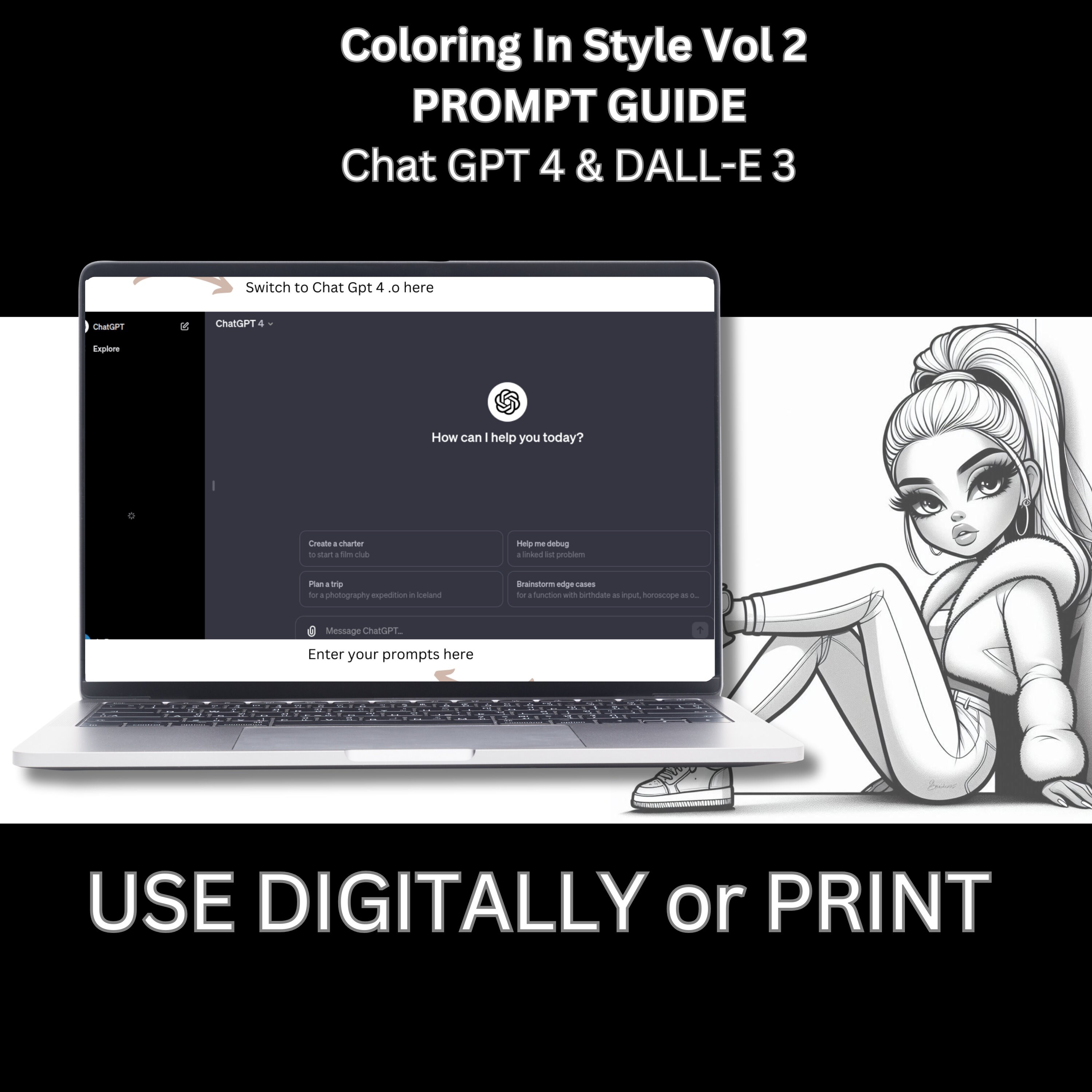 Fall Winter Style Coloring Page Prompt Guide for Dall E 3 and Chat GPT ...
