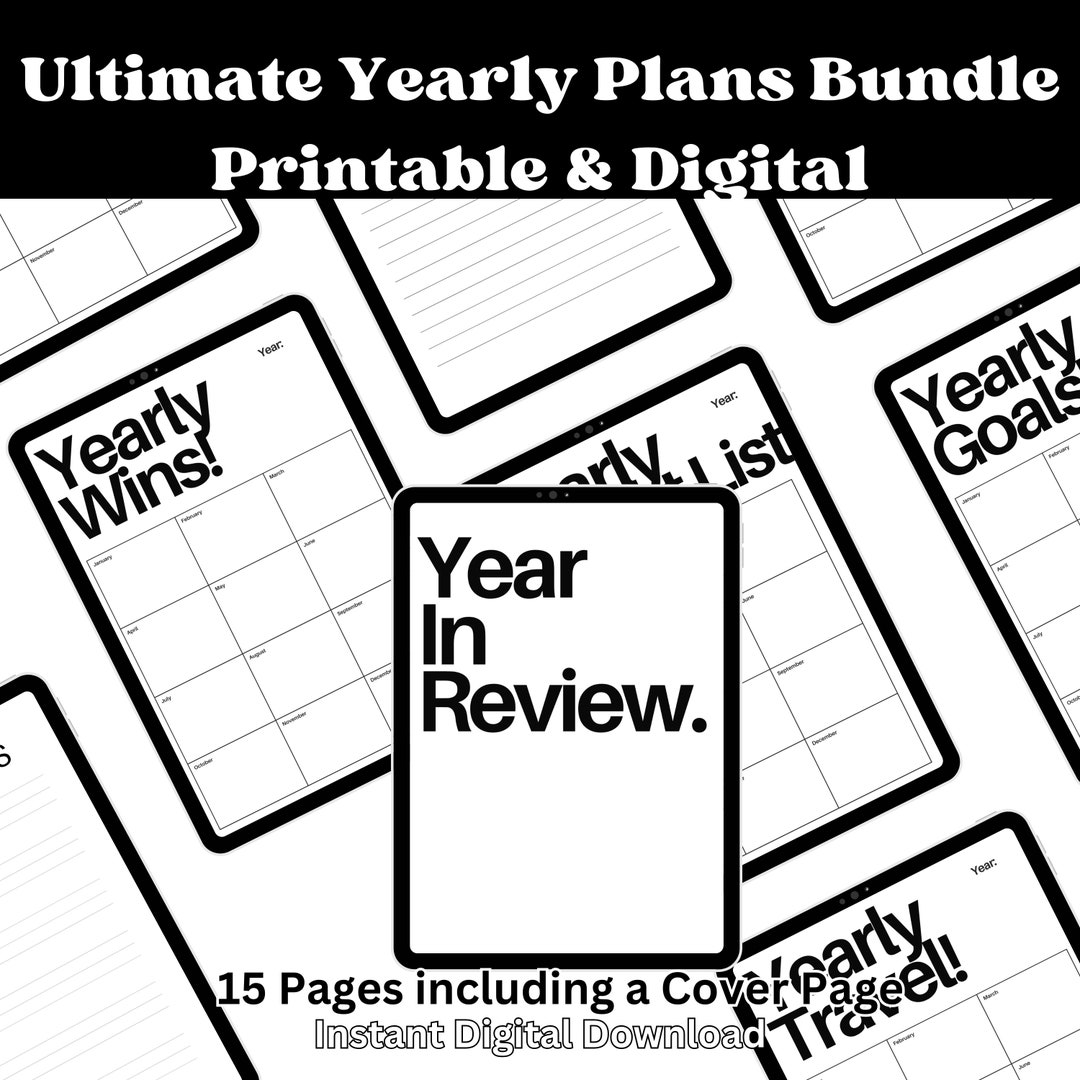 Ultimate Yearly Planner Bundle Digital Download 15-page Minimalist ...