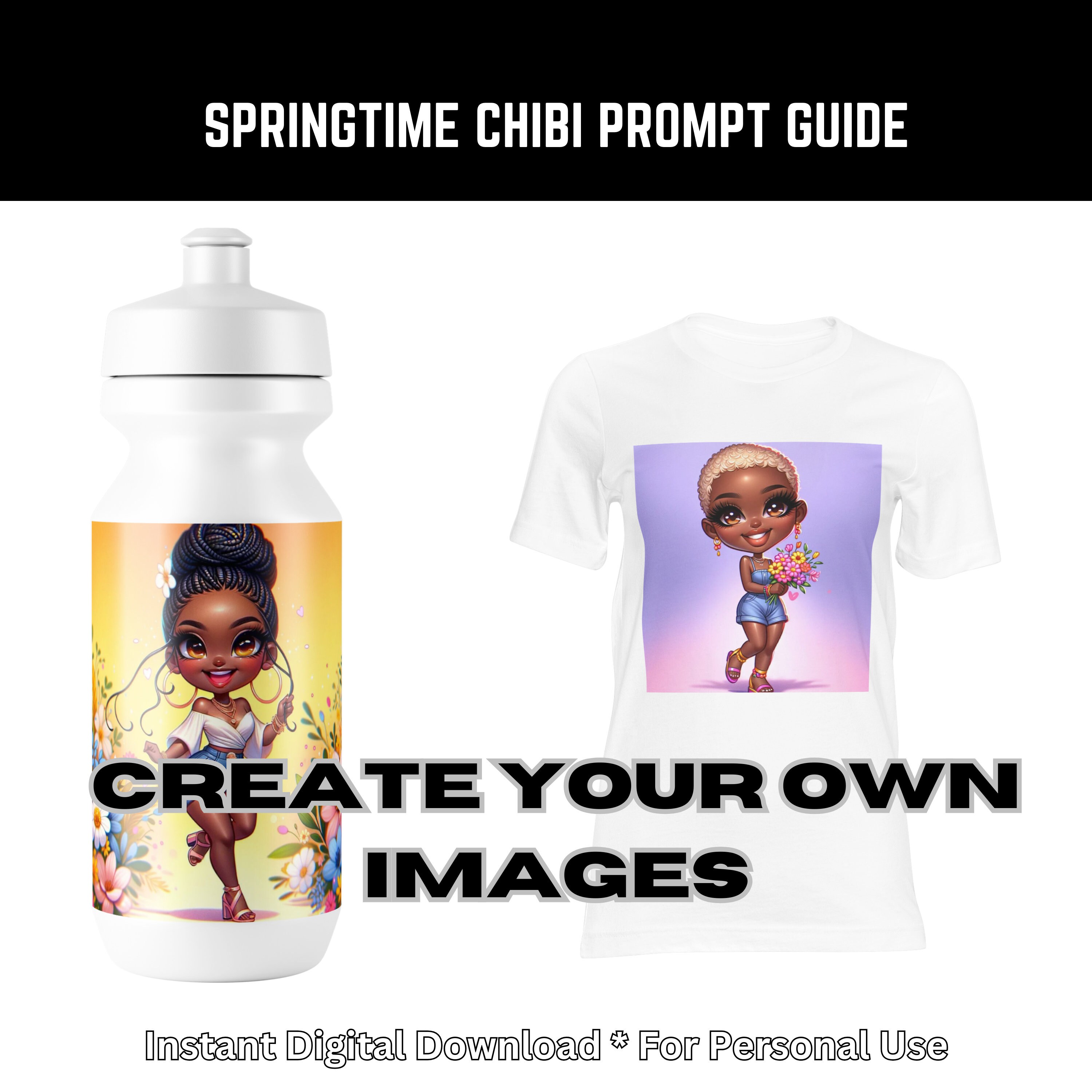 Springtime Chibi Art Prompt Guide Black Women & Girls Hyperlinked ...