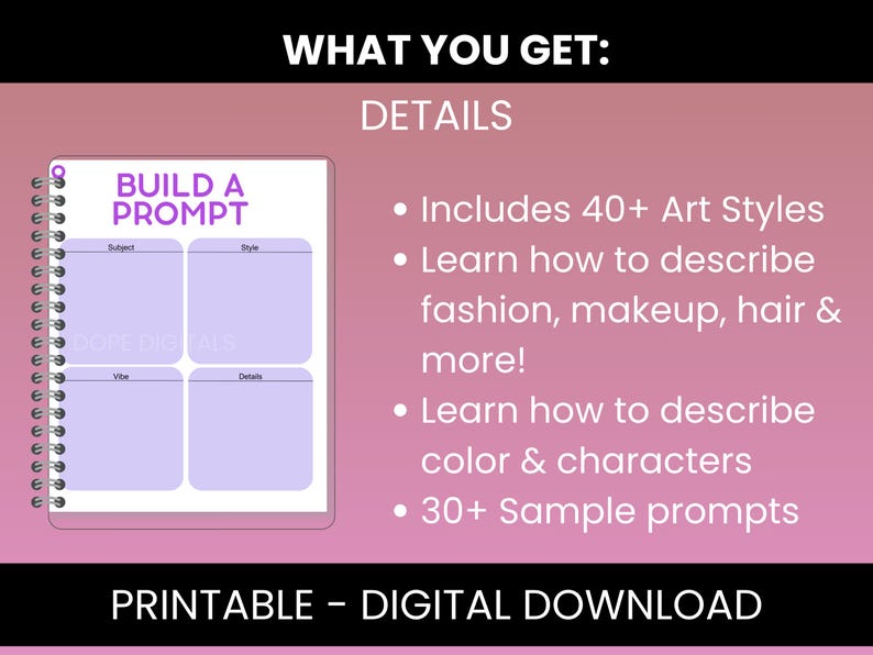 AI Art Prompt Planner | Hyperlinked Digital Workbook (digital Download ...