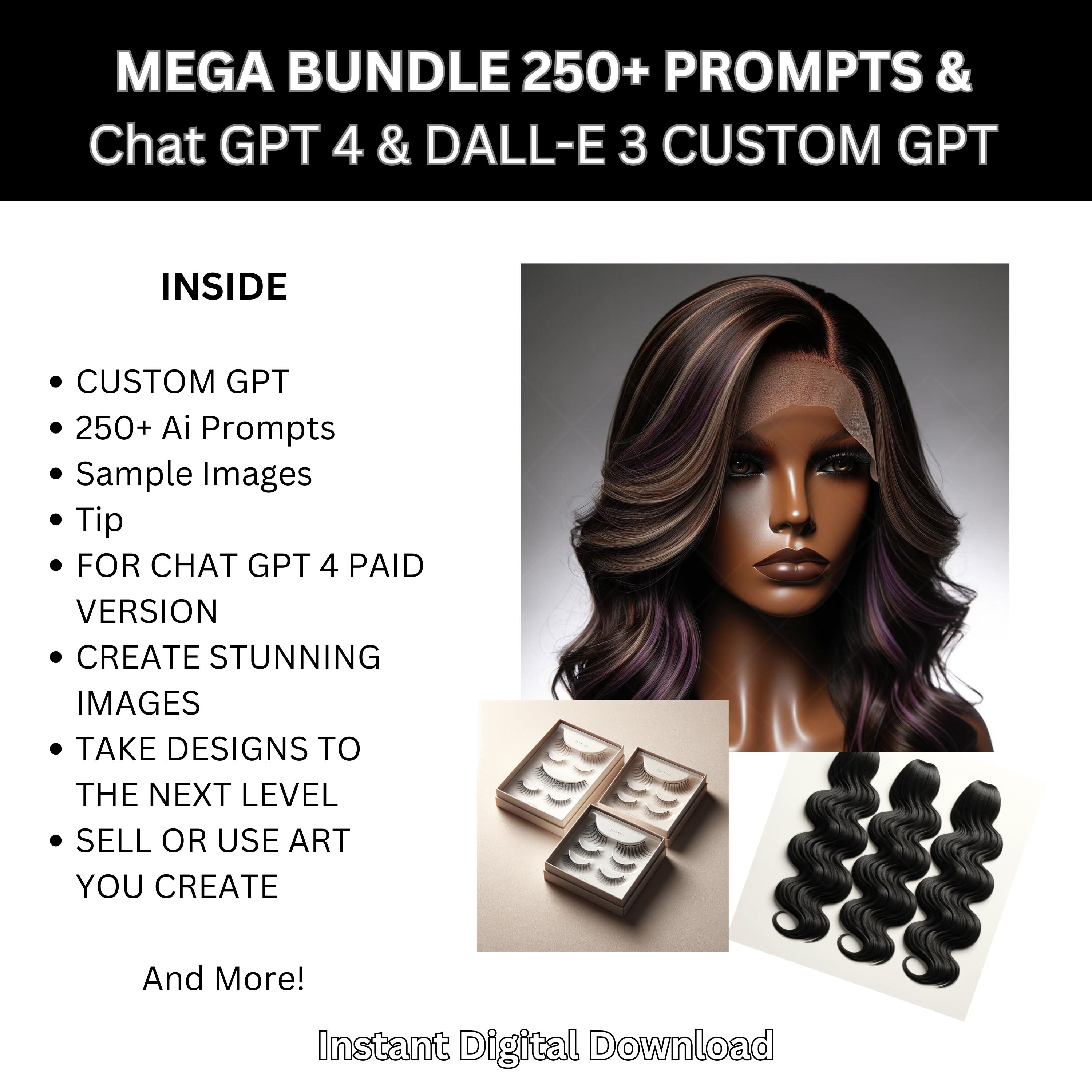 Mega Bundle Gpt OVER 250 PROMPTS Exclusive Hair & Lash Pro Custom GPT Air Art Prompts Prompt ...