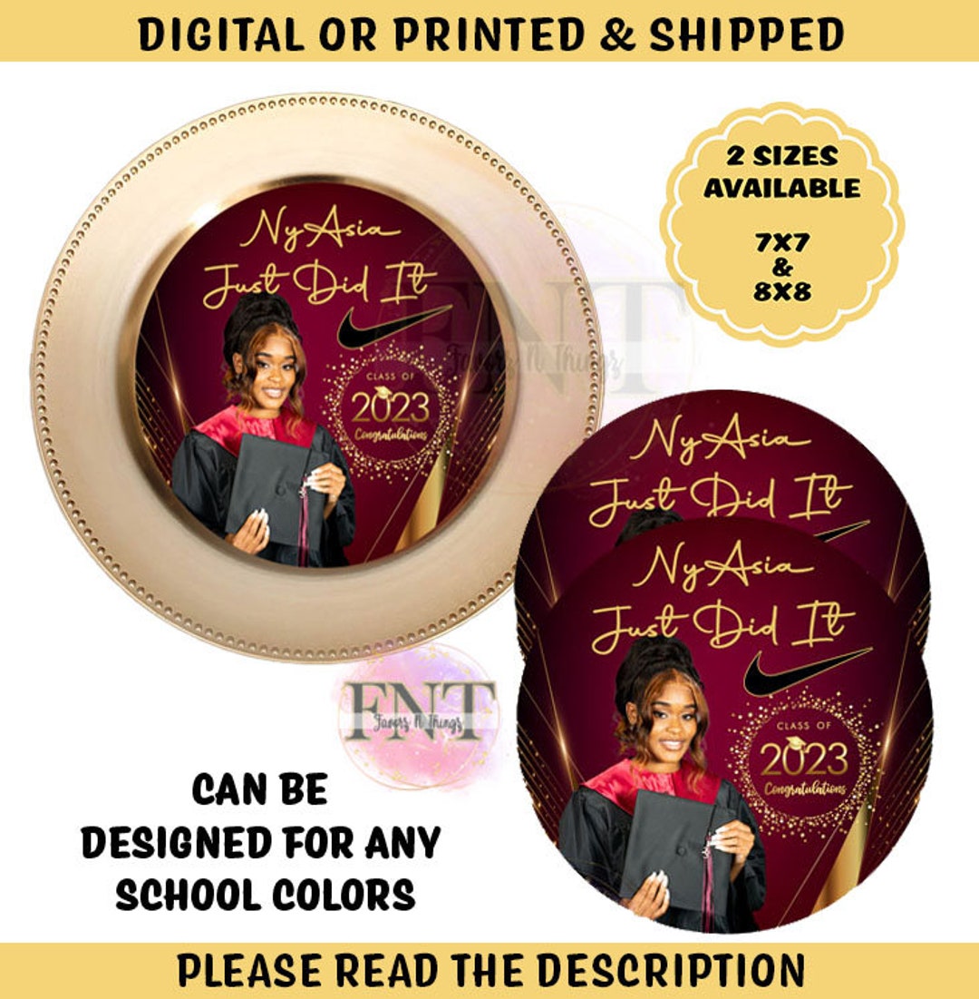Custom Graduation Charger Plate Inserts: Any School, Photo Option ...