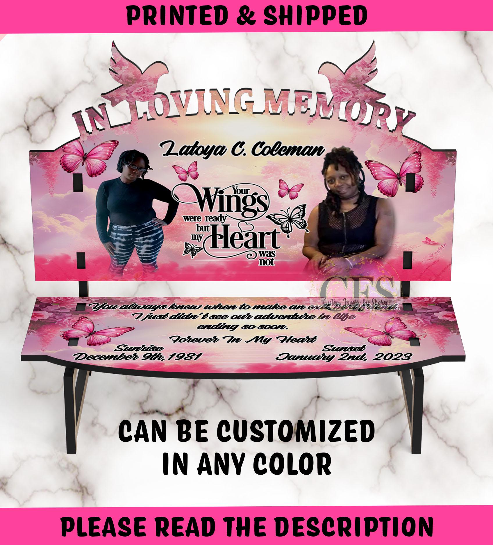 Custom "in Loving Memory" Memorial Bench | Mini Keepsake Bench ...