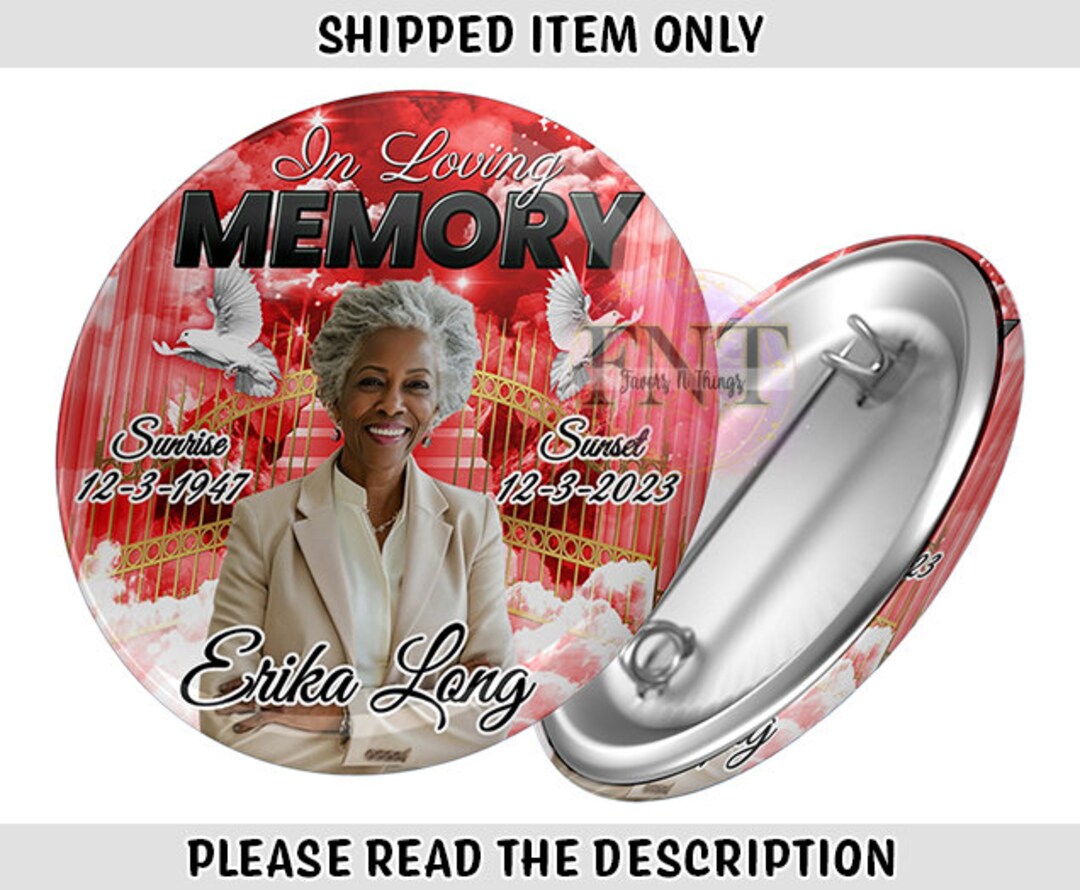 Custom Memorial Pinback Buttons: Personalized Funeral Keepsake - Etsy
