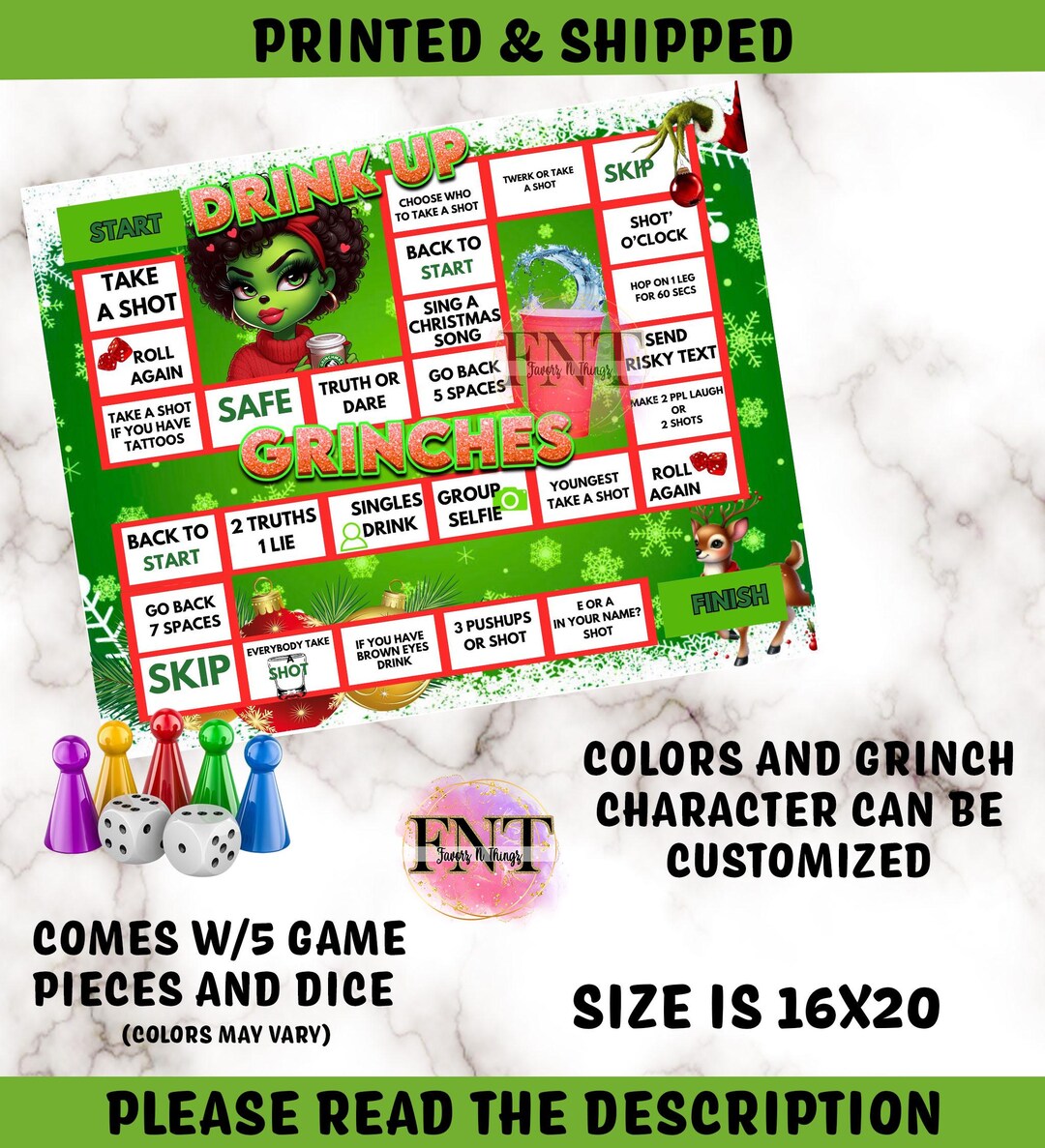 Christmas Game Board Merry Grinchmas Grinchmas Game Board Adult Games ...
