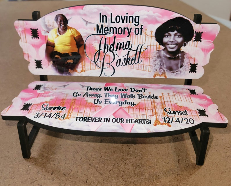 Custom Memorial Bench | Mini Keepsake Bench | Memorial Keepsake Mini Bench | Any Design | Breast ...