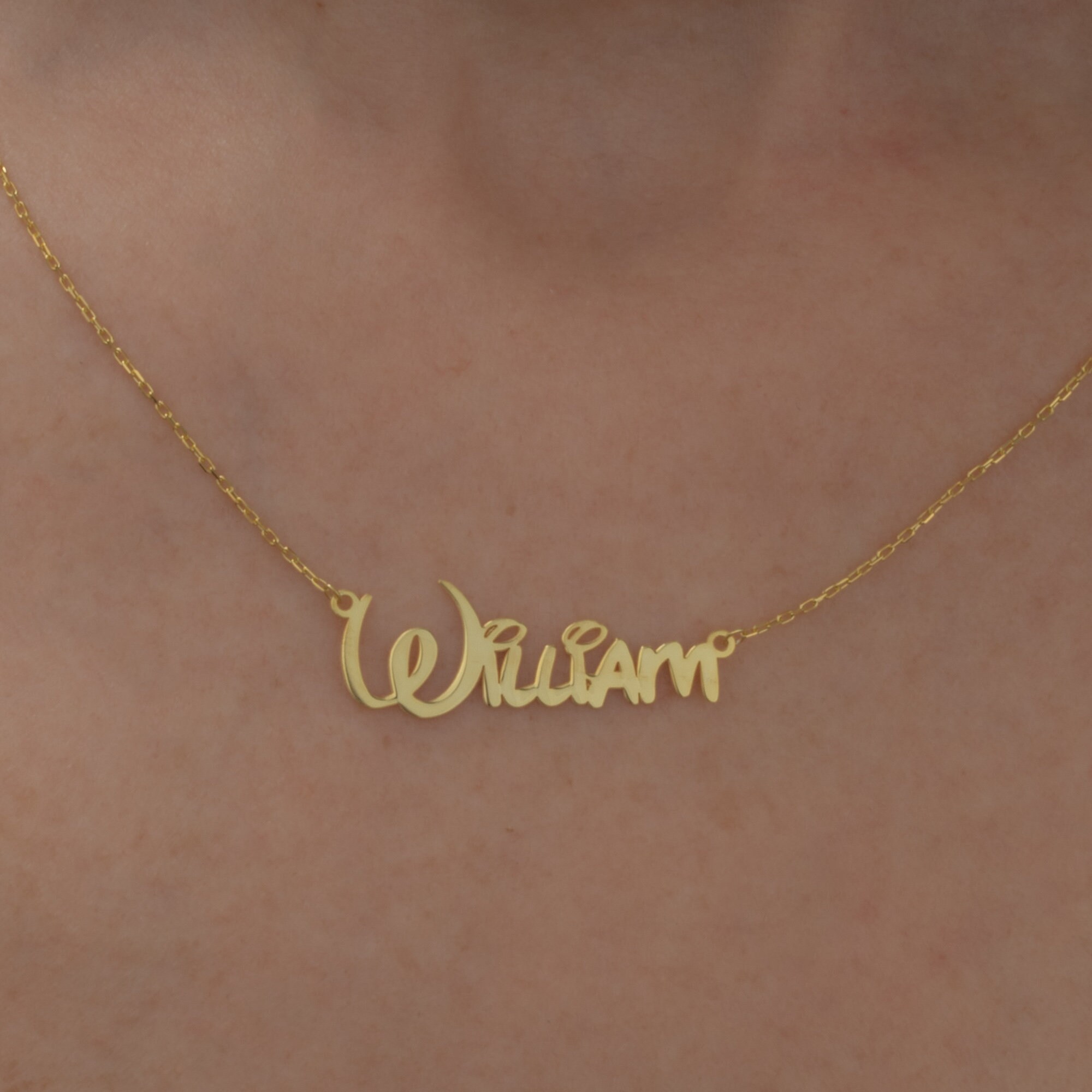 Personalized Name Necklace 14k Solid Gold Name Necklace Letter