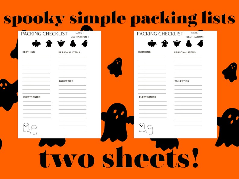 Digital Download || Spooky Ghost Packing List - Etsy