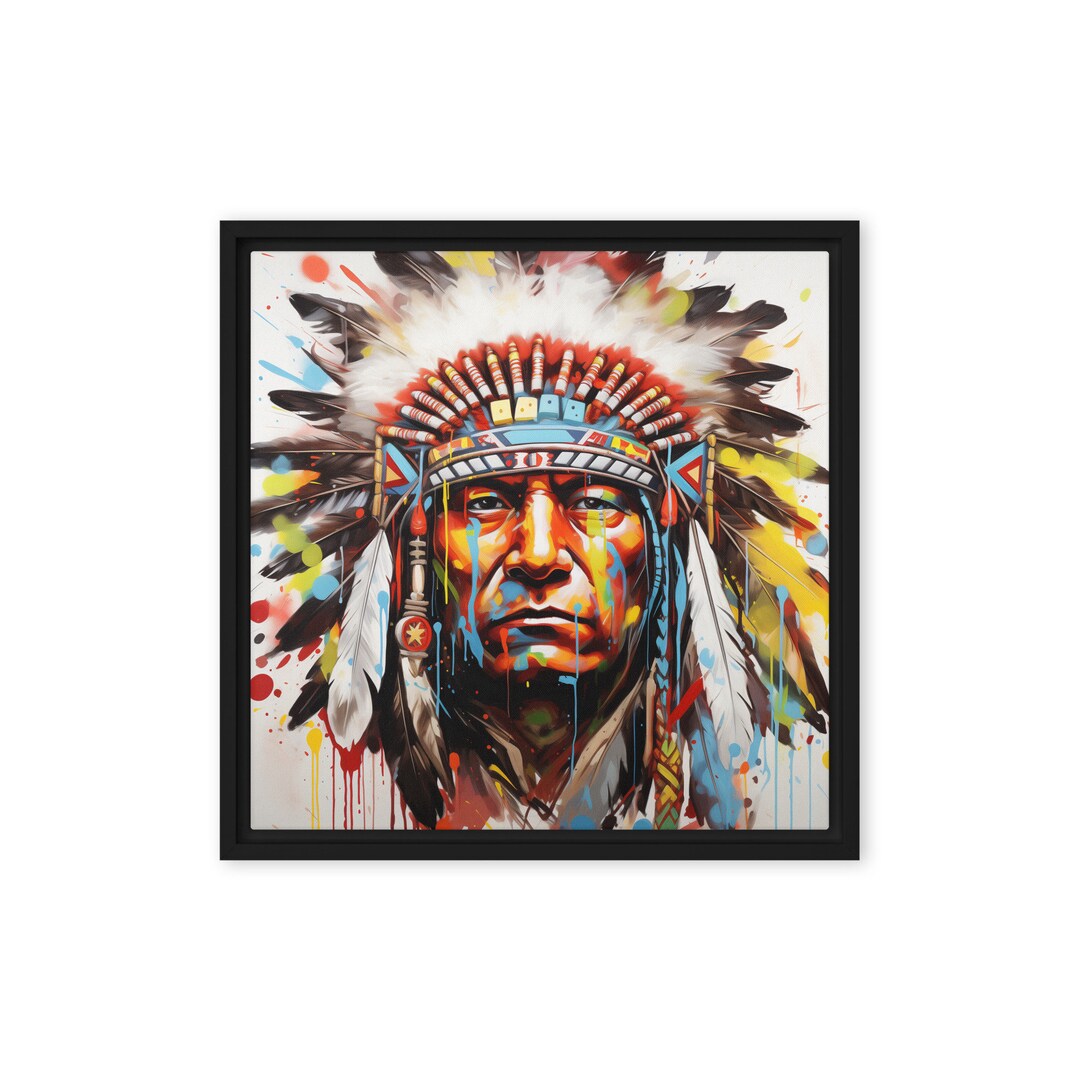 Forgotten Nobility Native American Framed Canvas Print / Wall Art / Oil ...