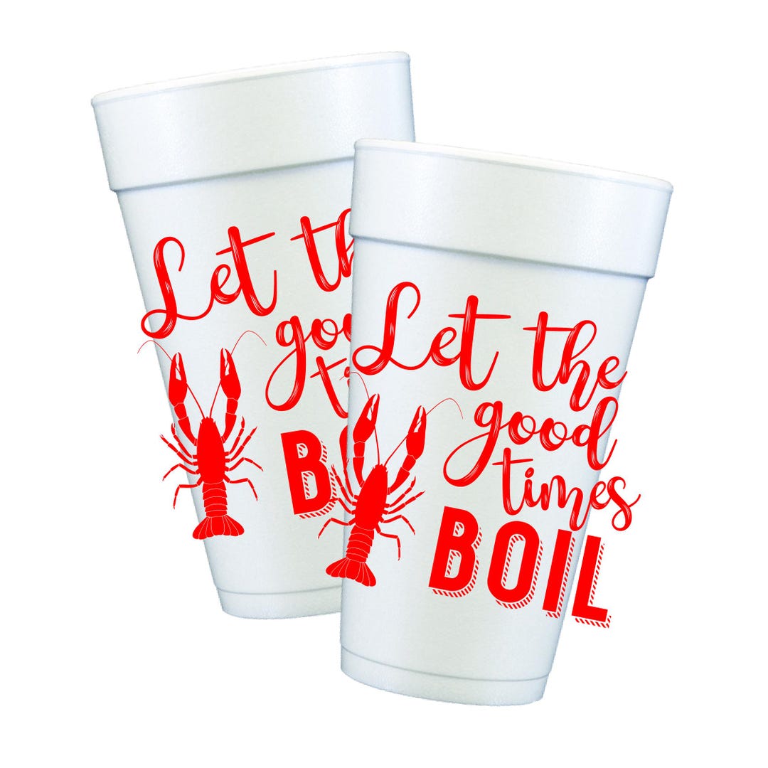 Crawfish Season Foam Party Cups, 20 Oz Printed Styrofoam Cup Set of 10 ...