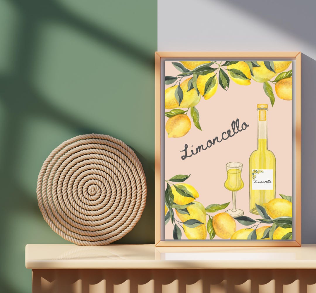 Limoncello Italian Liqueur Printable Wall Art Lemon Kitchen Decorations ...