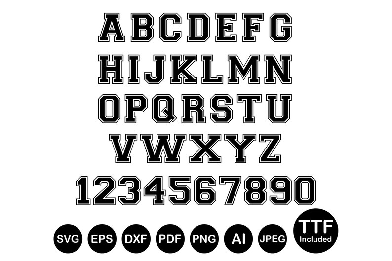 Varsity Font Svg, Varsity Letters Svg, Sport Font Svg, College Font Png ...