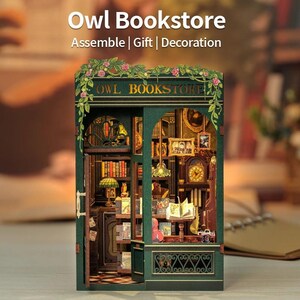 DIY Whimsical Owl Bookstore Miniature Kit, DIY 3D Wooden Puzzle Book ...