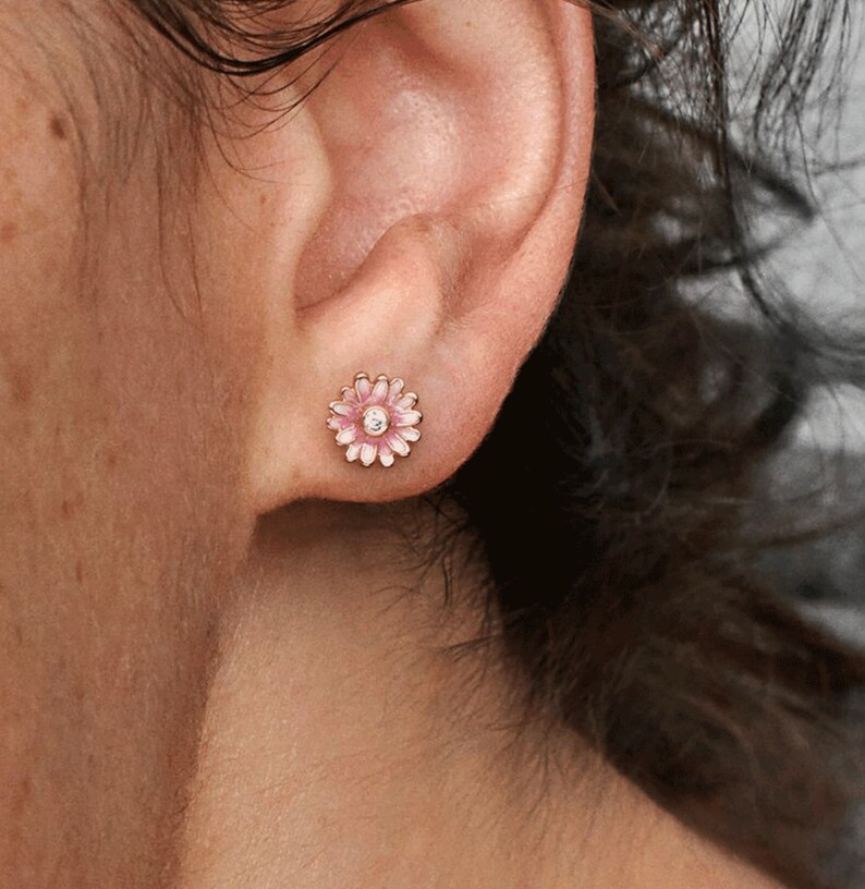 Genuine Authentic Pandora Rose Gold Pink Daisy Flower Stud Earrings ...