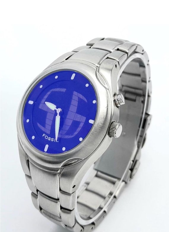 Rare y2k 00s FOSSIL Big Tic JR-8096 Blue Quartz Anima… - Gem