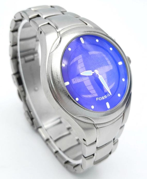 Rare y2k 00s FOSSIL Big Tic JR-8096 Blue Quartz Anima… - Gem