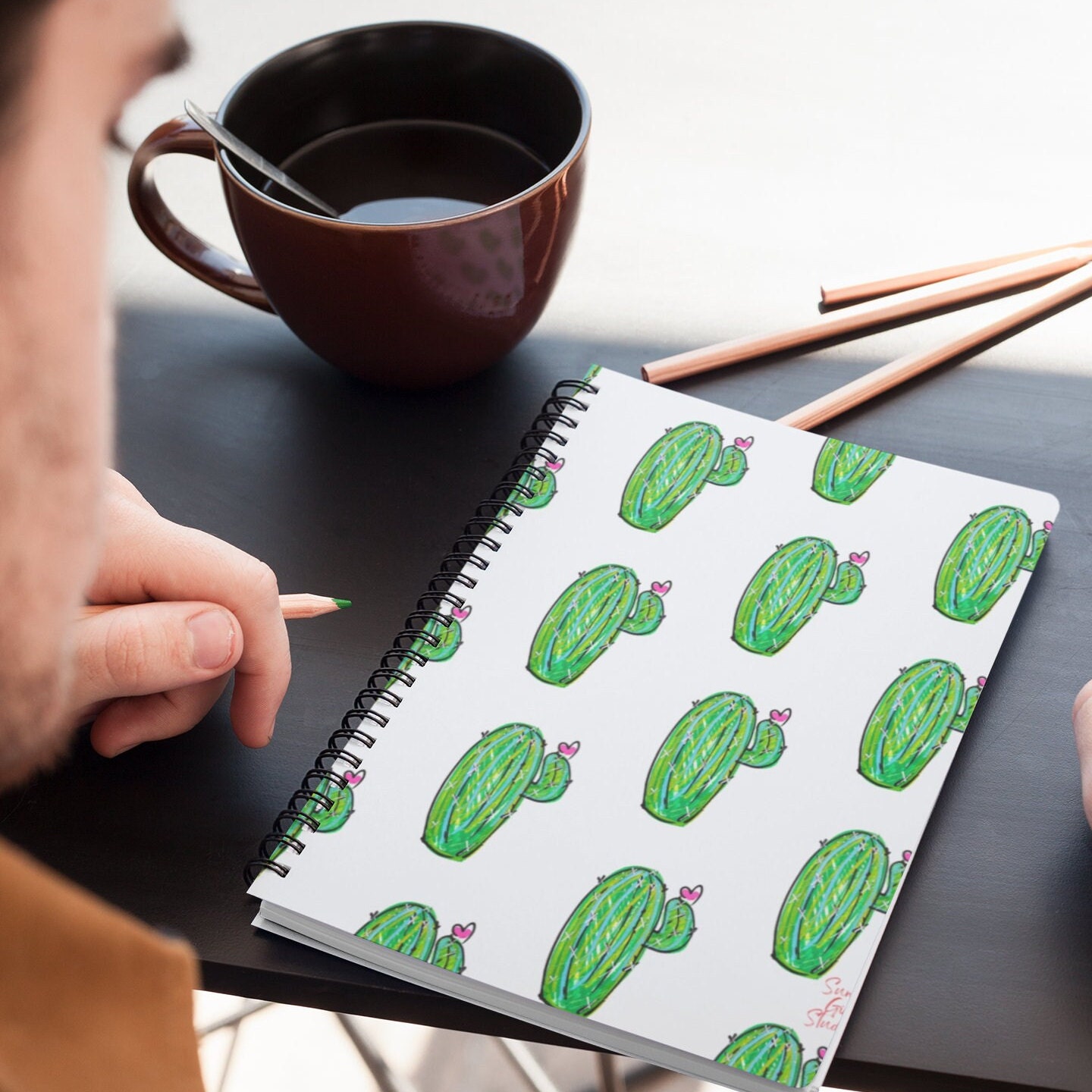 Funky Saguaro Cactus, Spiral Notebook - Hand Drawn Design, Original Art ...