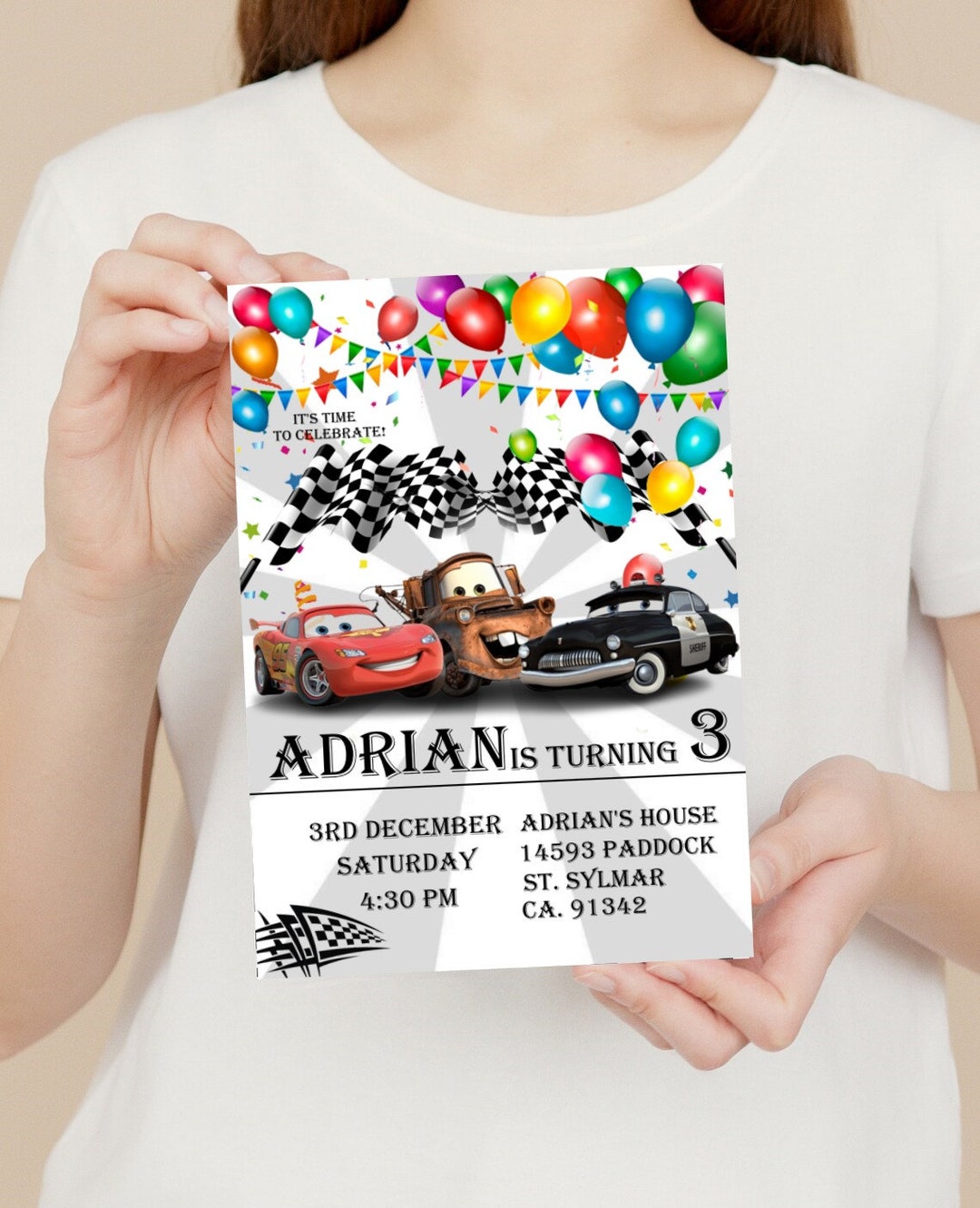 Lightning Mcqueen Birthday Invitation | Cars Mcqueen Invitation ...