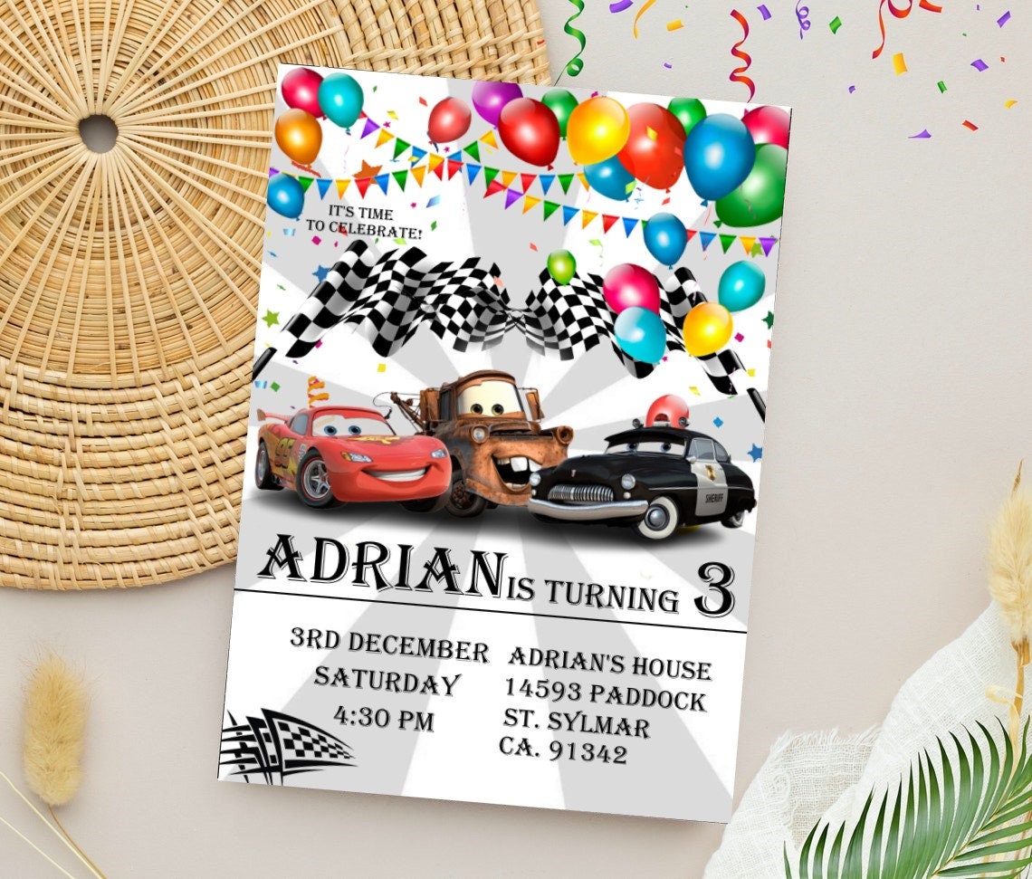 Lightning Mcqueen Birthday Invitation | Cars Mcqueen Invitation ...