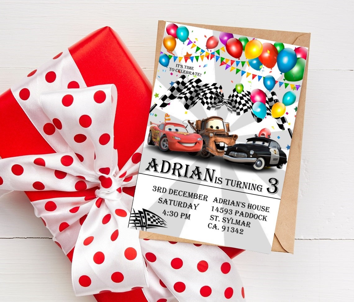 Lightning Mcqueen Birthday Invitation | Cars Mcqueen Invitation ...