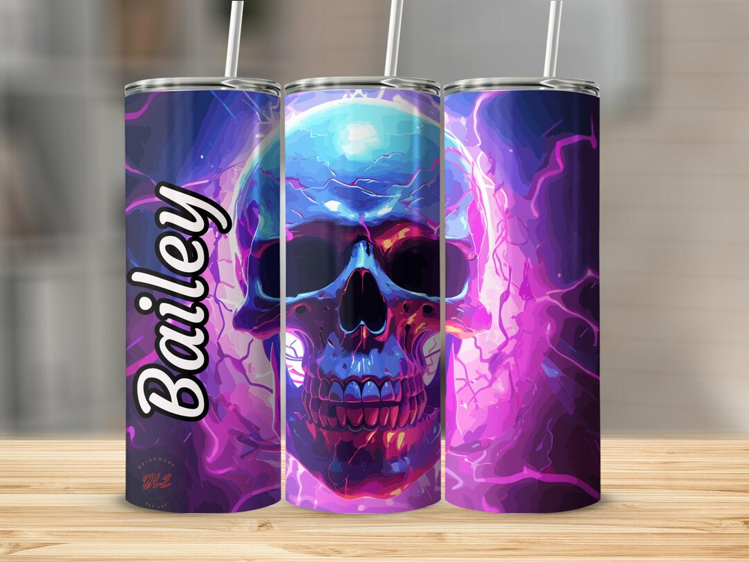 Skull Tumbler Cup With Lid Personalized Gift Gothic Fire Tumbler ...