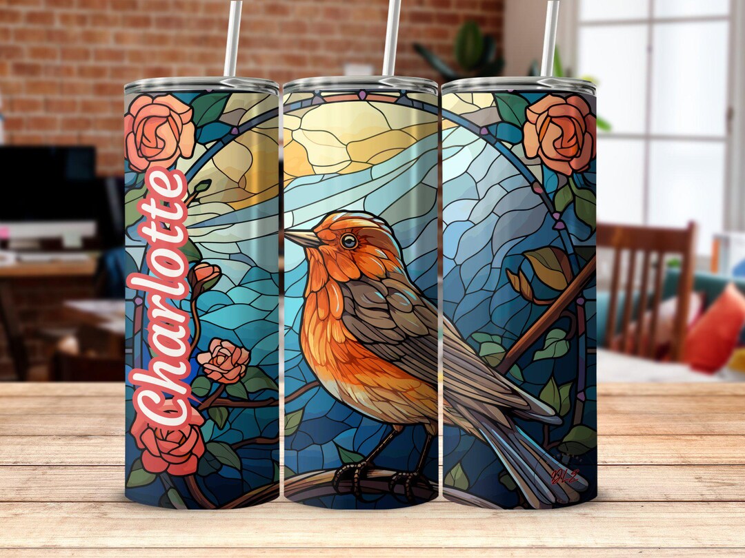 Robin Tumbler Cup With Lid Double Insulated Travel Cup With Straw ...