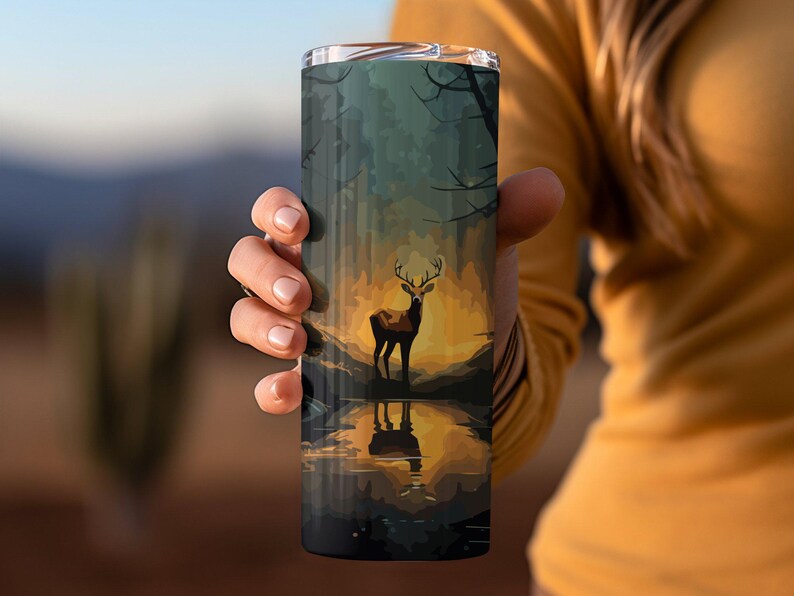 Personalized Deer Tumbler Cup With Lid Wildlife Travel Cup With Straw ...