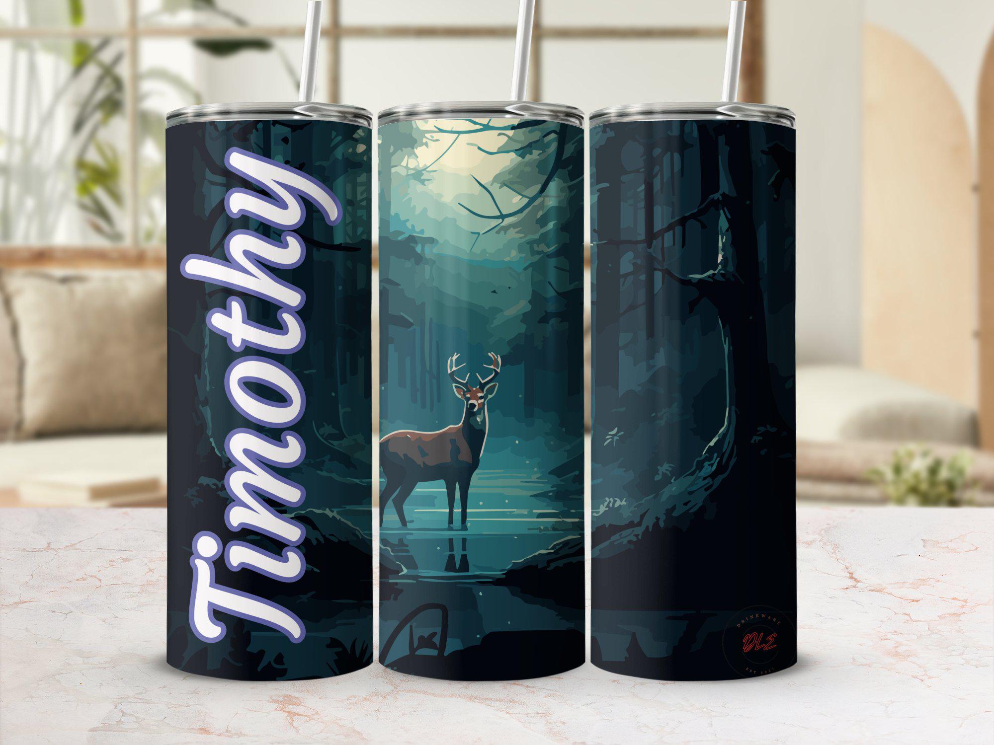 Personalized Deer Tumbler Cup With Lid Wildlife Travel Cup With Straw ...
