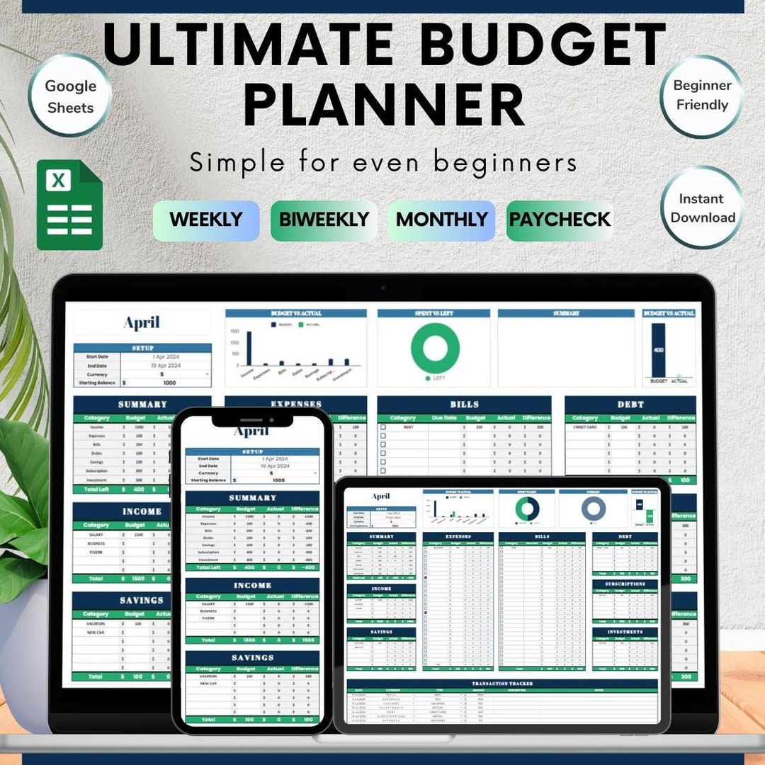 Monthly Budget Sheet, Google Budget Sheets, Budget Spreadsheet, Simple Budget Template, Paycheck ...