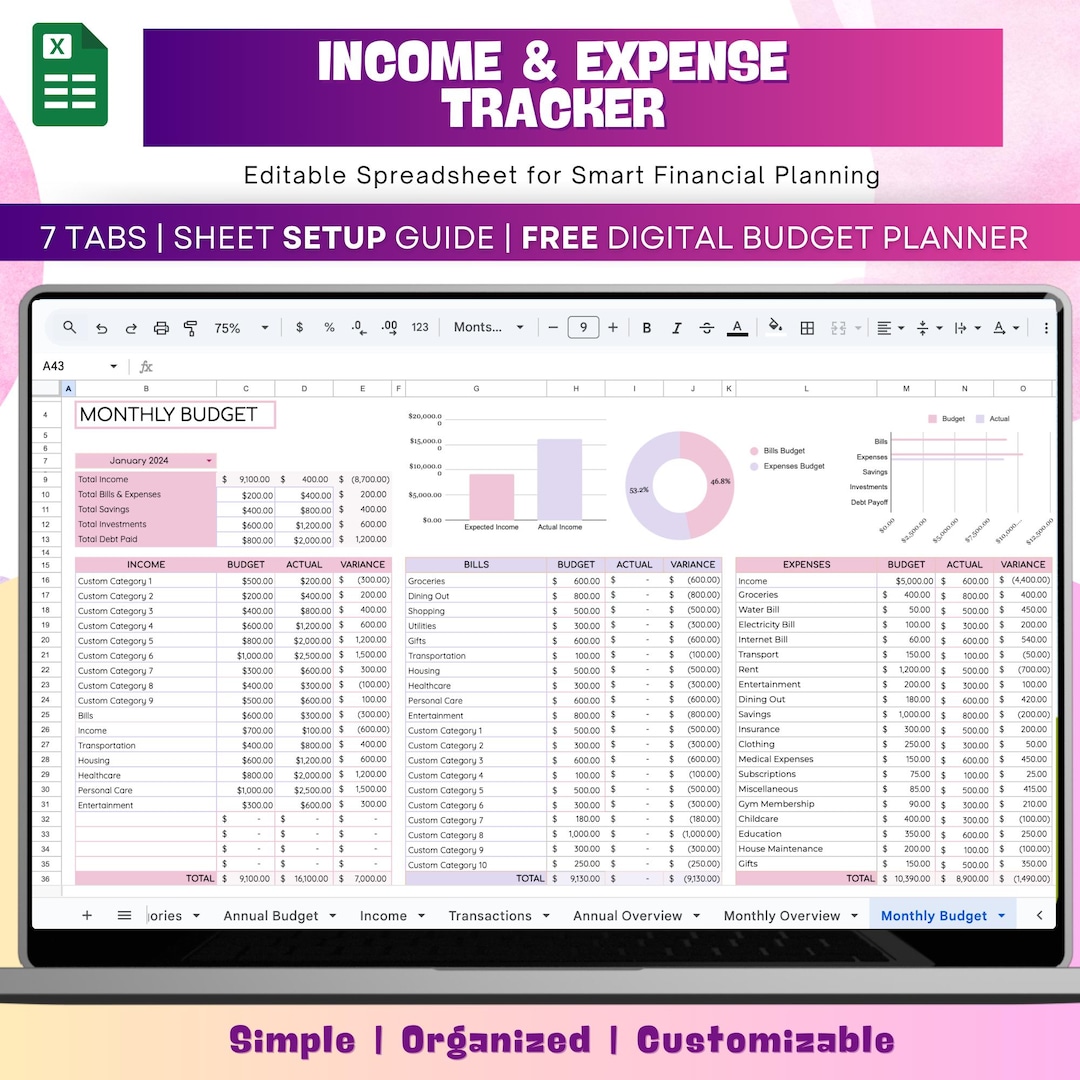 Expense Tracker Google Spreadsheet, Expenses Tracker Sheet, Spending ...