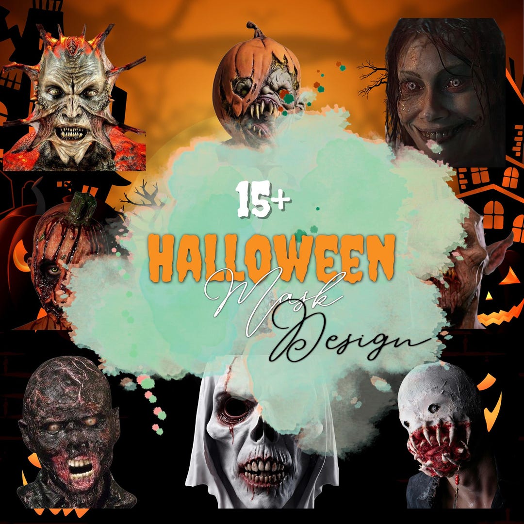 15+ Scary Halloween Mask Clipart: Horror Face PNG SVG JPG Bundle ...