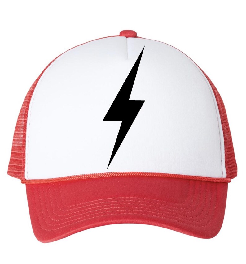 Lightning Bolt Adjustable Mesh Trucker Cap, Black Lightning Bolt Foam ...