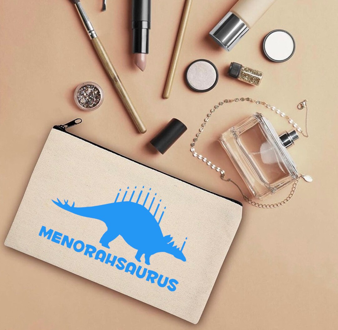 Menorahsaurus Hanukkah Dinosaur Holiday 8.3"x5" Small Zipper Canvas ...