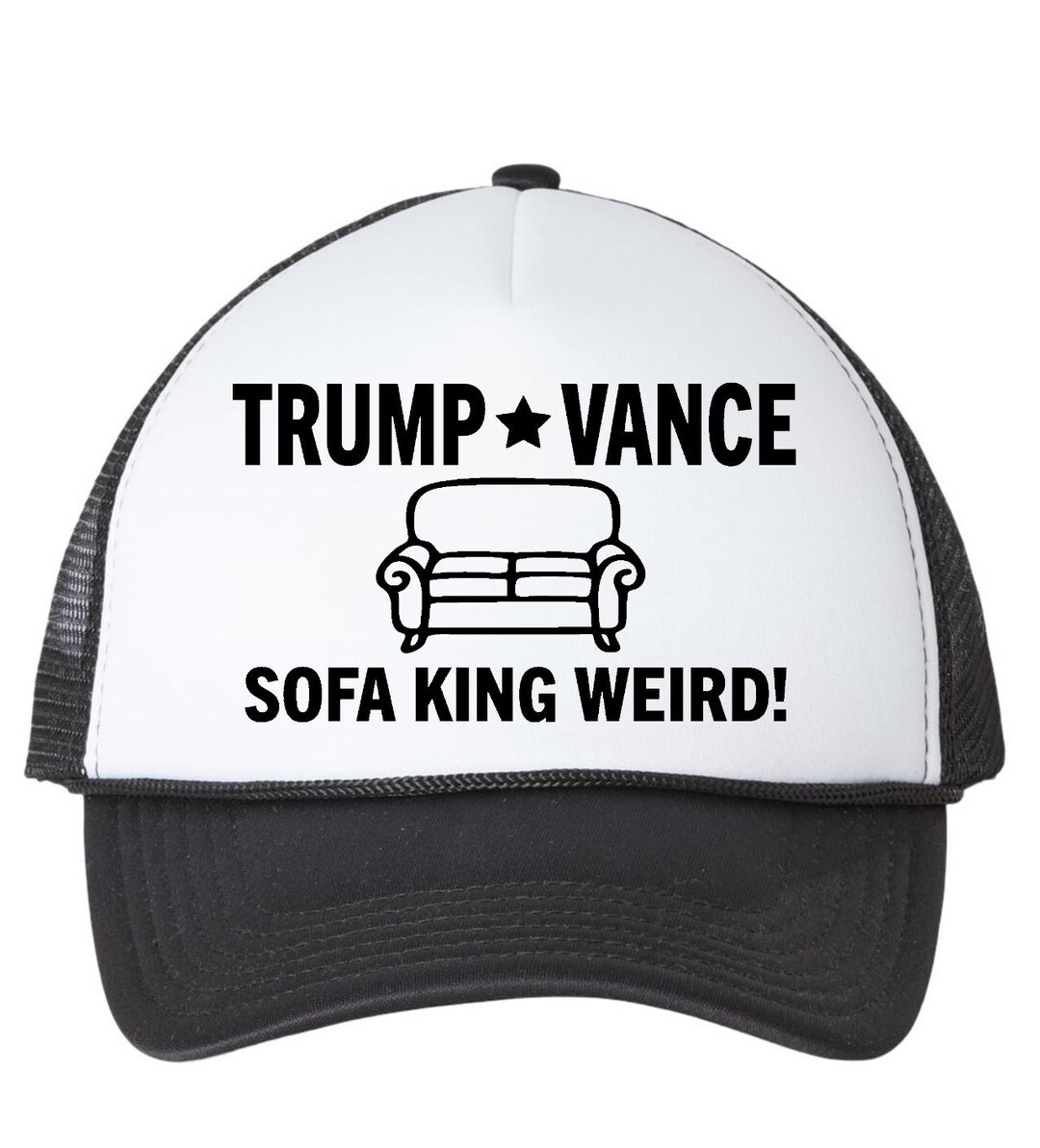 Trump Vance Sofa King Weird Adjustable Mesh Trucker Cap, F*ck Trump Not ...