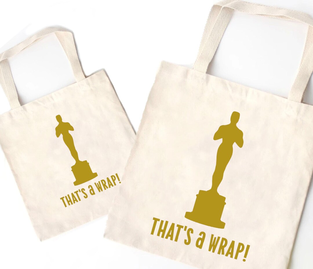 That's A Wrap Gold Trophy Canvas Tote – Hollywood Awards Party Favor ...