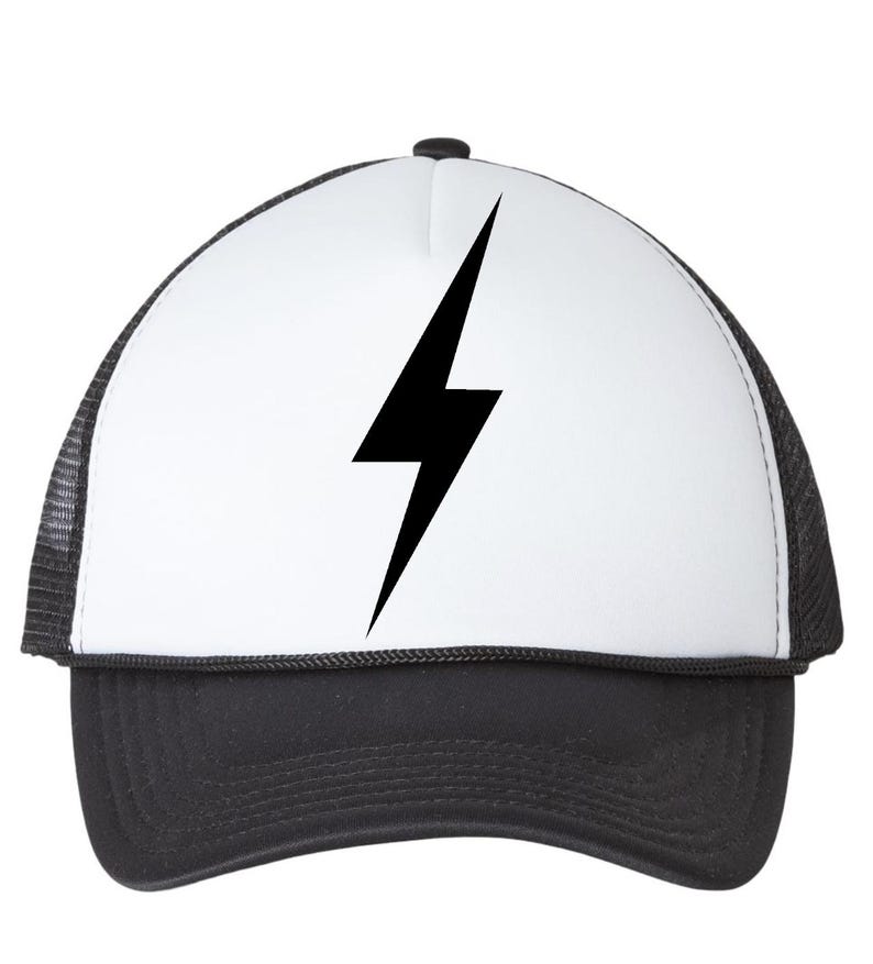 Lightning Bolt Adjustable Mesh Trucker Cap, Black Lightning Bolt Foam ...