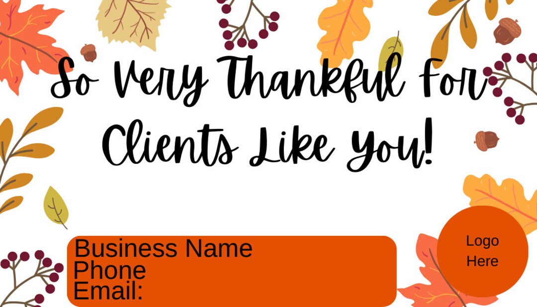 So Very Thankful for Clients Like You Business Tag Template - Etsy