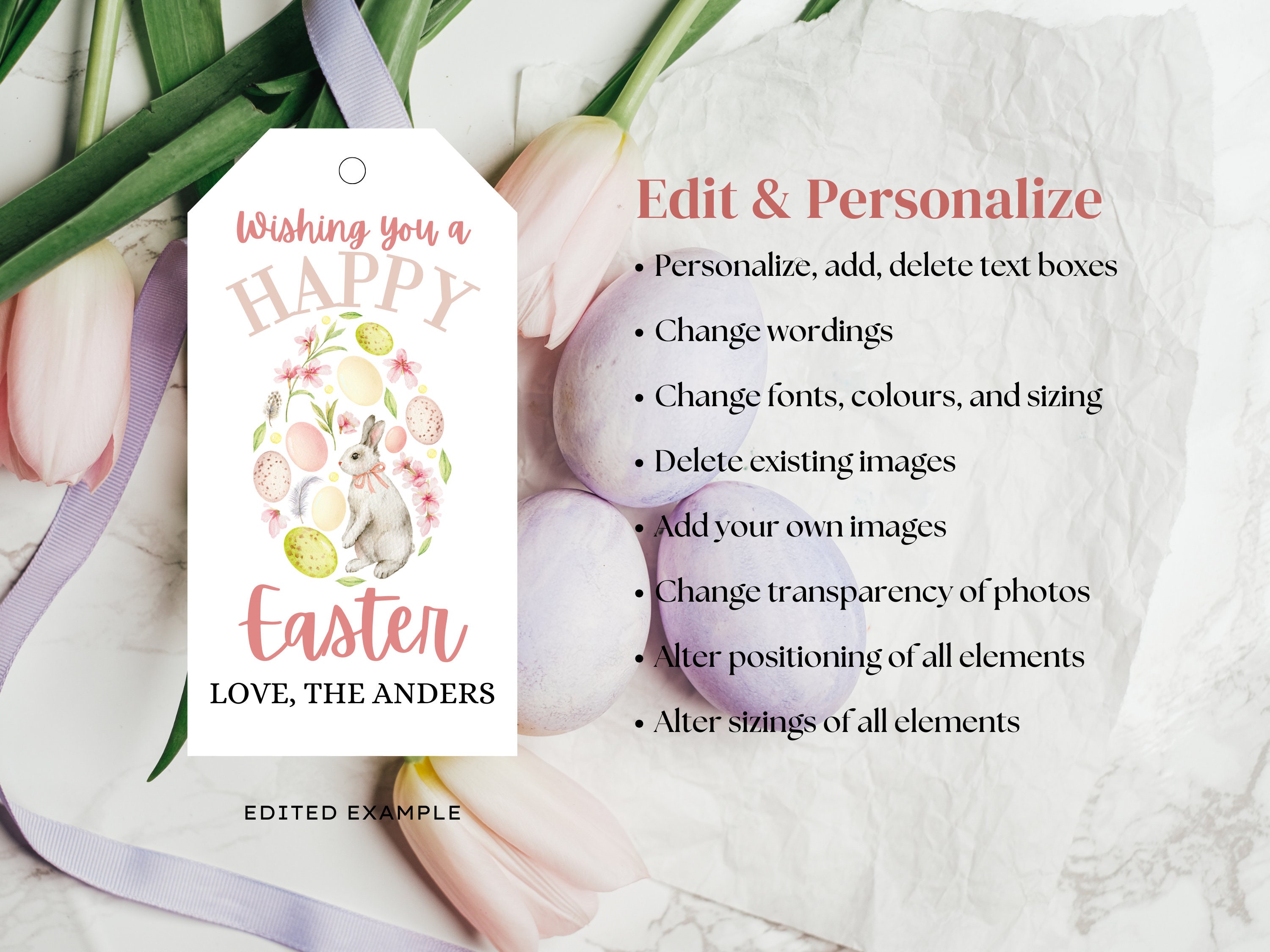 Editable Easter Tag, Printable Easter Party Favor Tag, Easter Egg Hunt ...