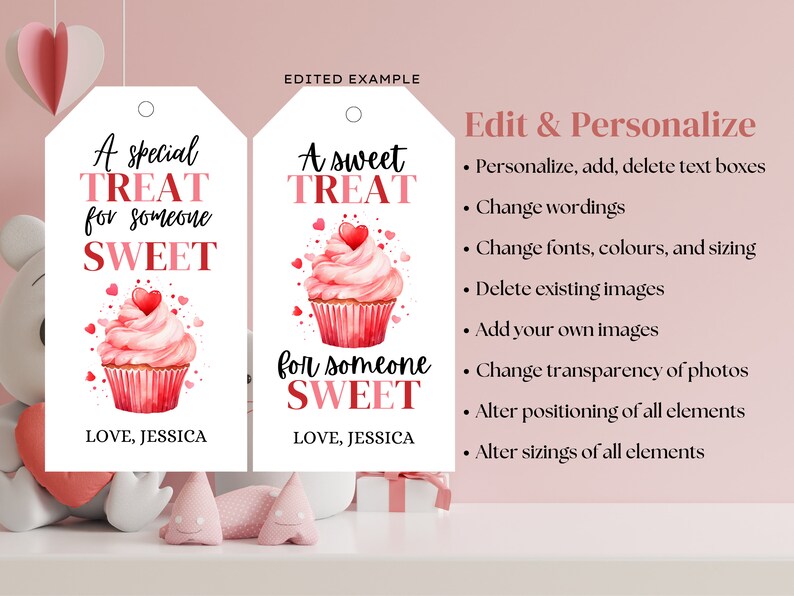 Editable Treat Tags: Printable Gift Template (PDF) - Etsy